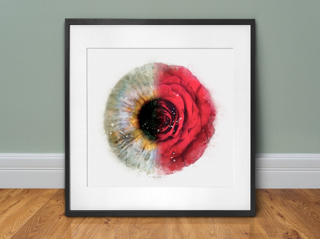 Rose Flower Art Optometrist Gift, Iris and Rose Watercolor Style ...