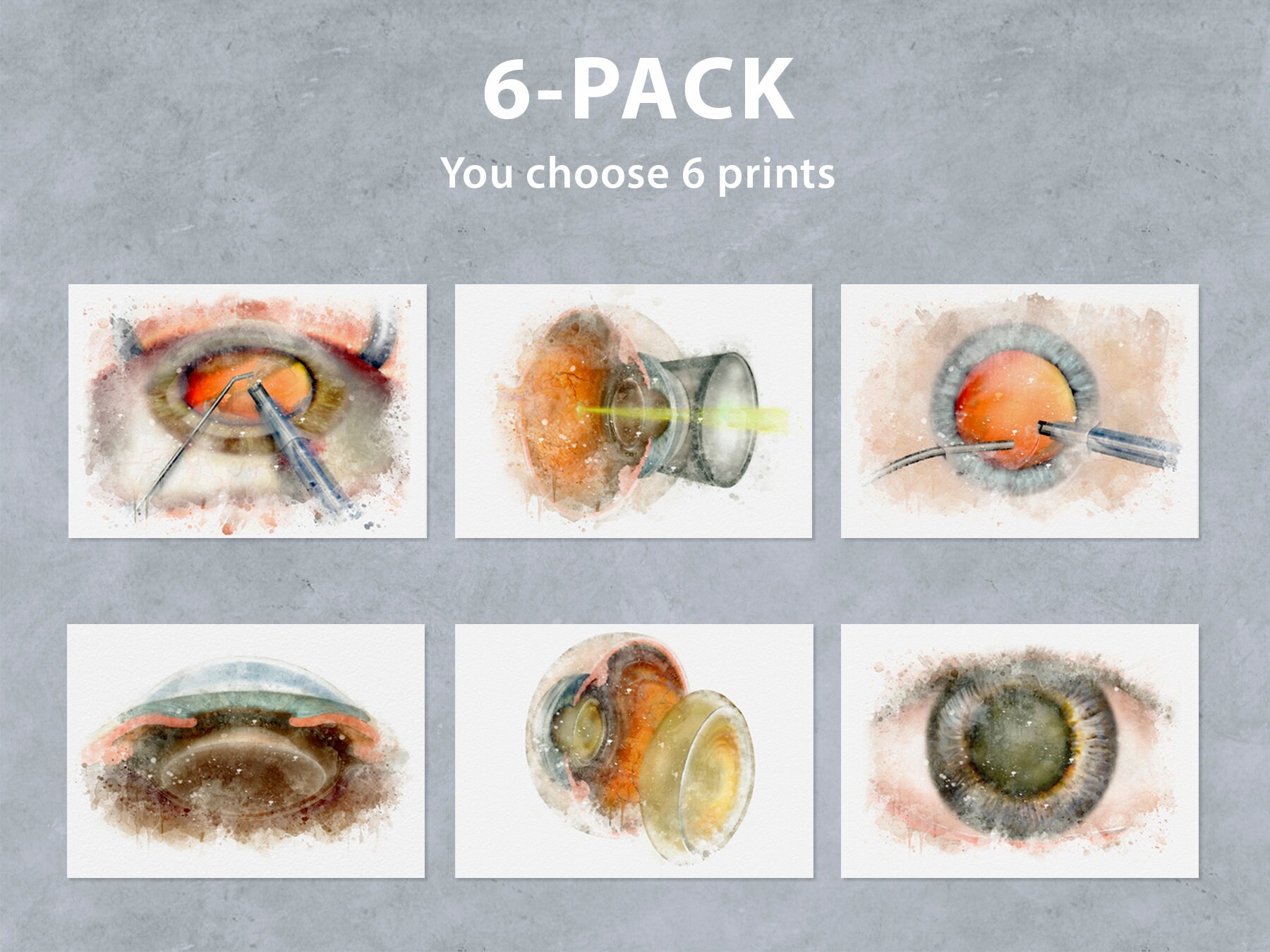 Optometry and Ophthalmology Wall Décor Art Gifts, 6 PACK of 5"x7" Hand ...