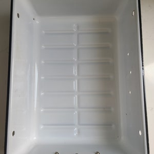 Vintage Enamelware Refrigerator "hydrator" Drawer - White With Black ...