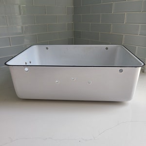 Vintage Enamelware Refrigerator "hydrator" Drawer - White With Black ...