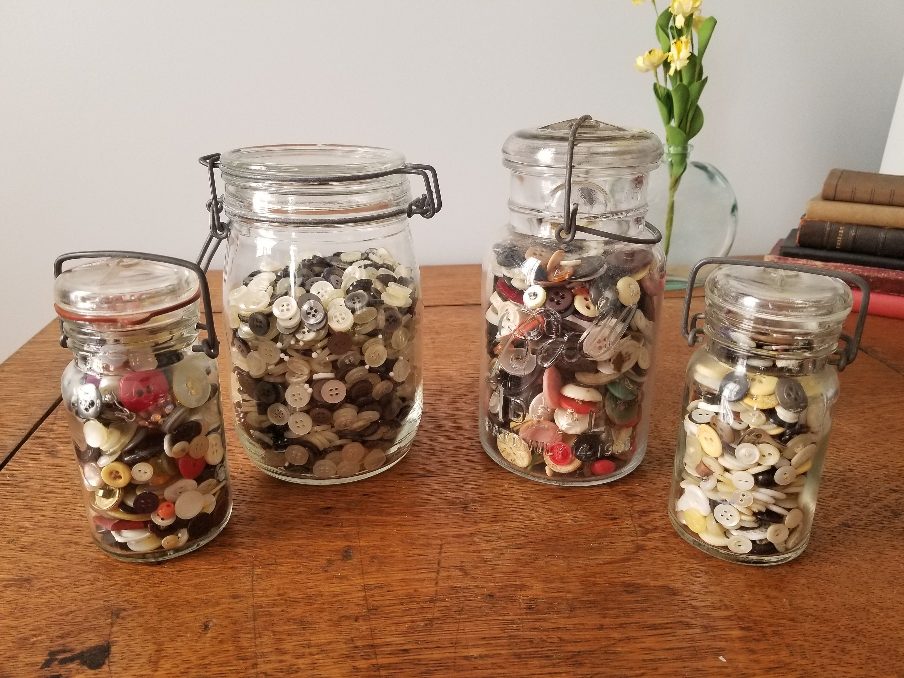 Vintage Glass Jar Filled With Vintage and Retro Buttons (you Choose ...