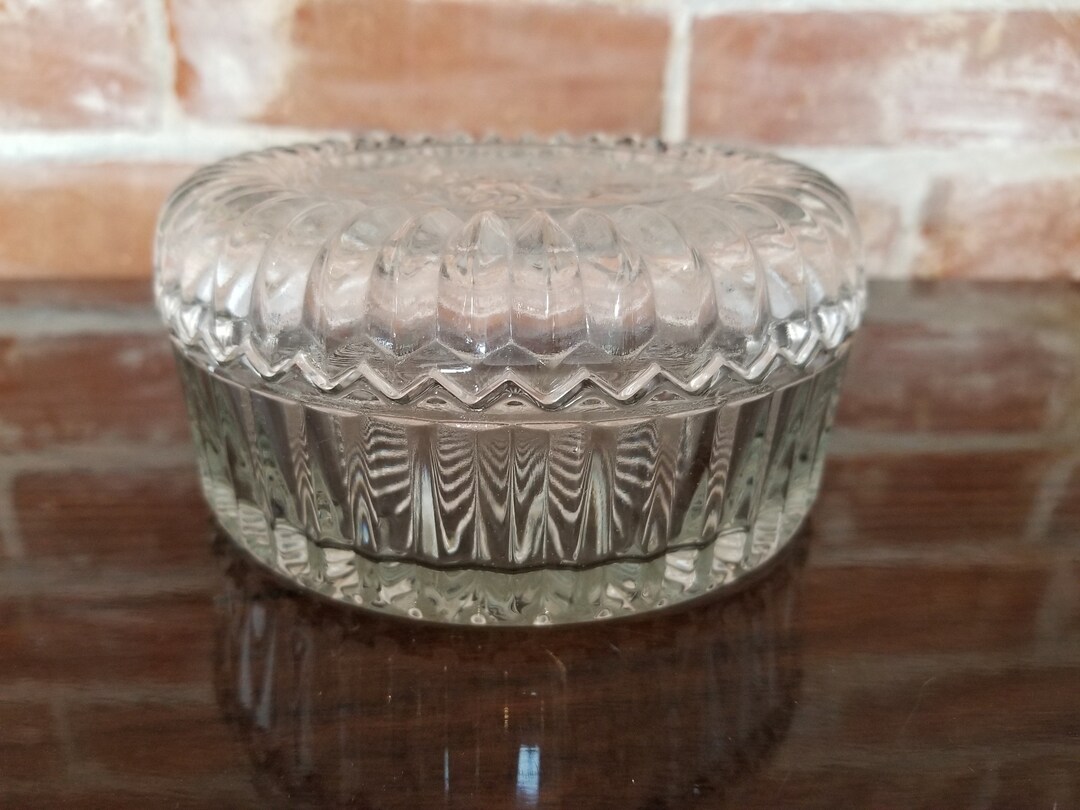 Vintage Mid-century Pressed Glass Candy Dish With Fruit Design - Etsy