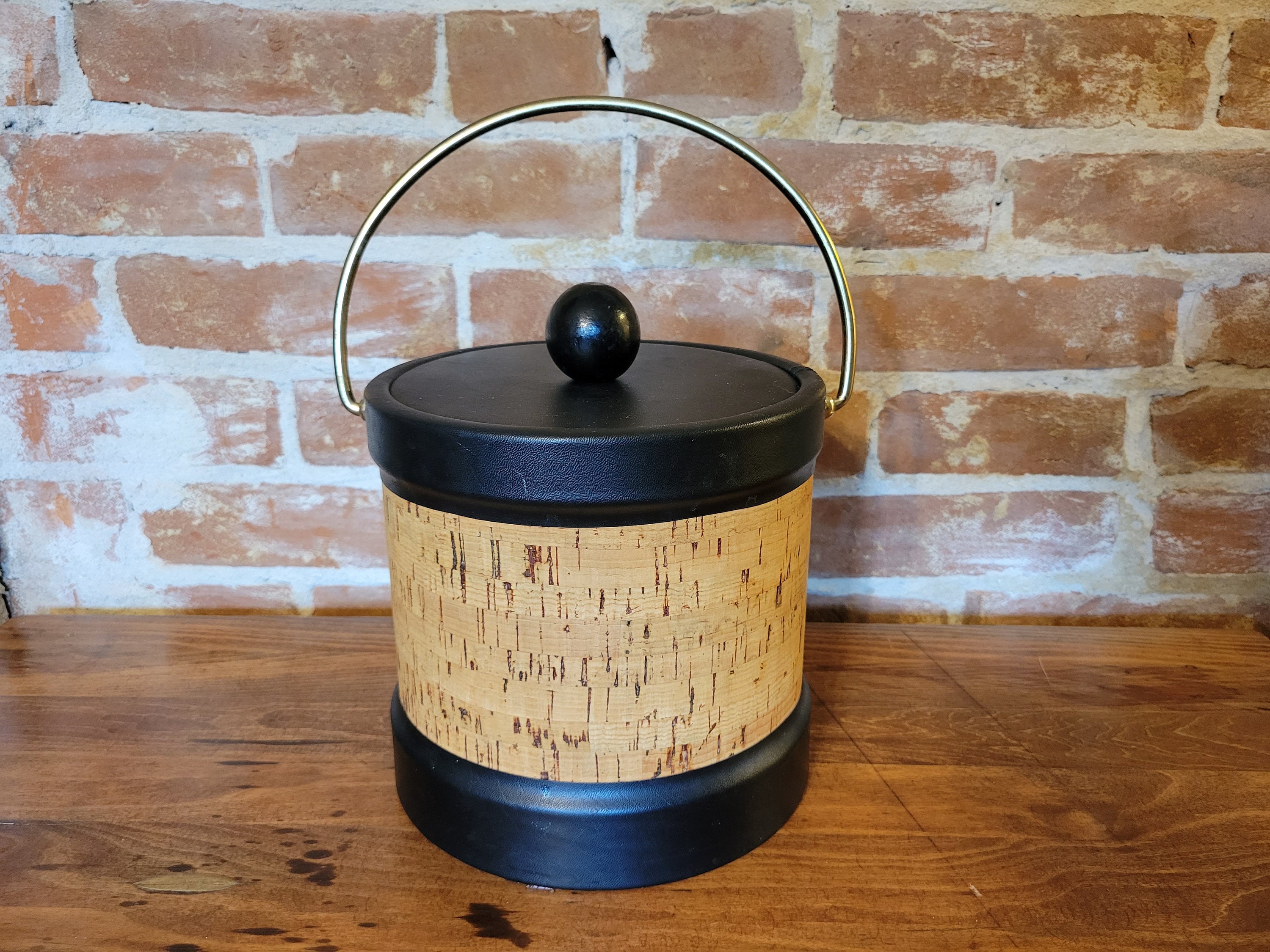 Vintage Mid-century Kraftware Cork and Faux Leather Ice Bucket With ...