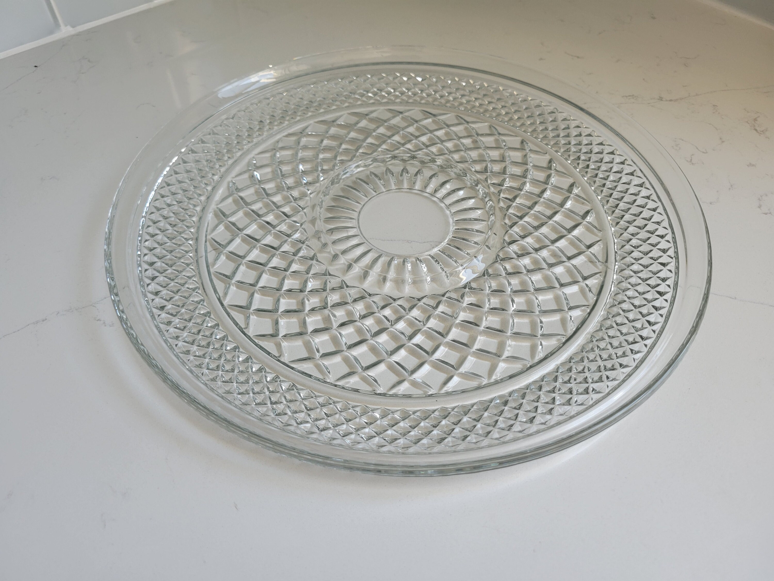 Vintage Clear Glass Chip and Dip Tray Diamond Pressed Glass - Etsy