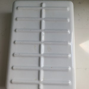 Vintage Enamelware Refrigerator "hydrator" Drawer - White With Black ...