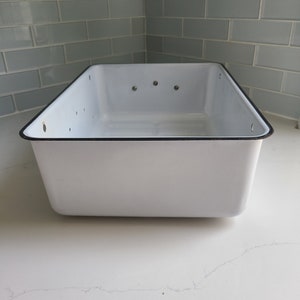 Vintage Enamelware Refrigerator "hydrator" Drawer - White With Black ...