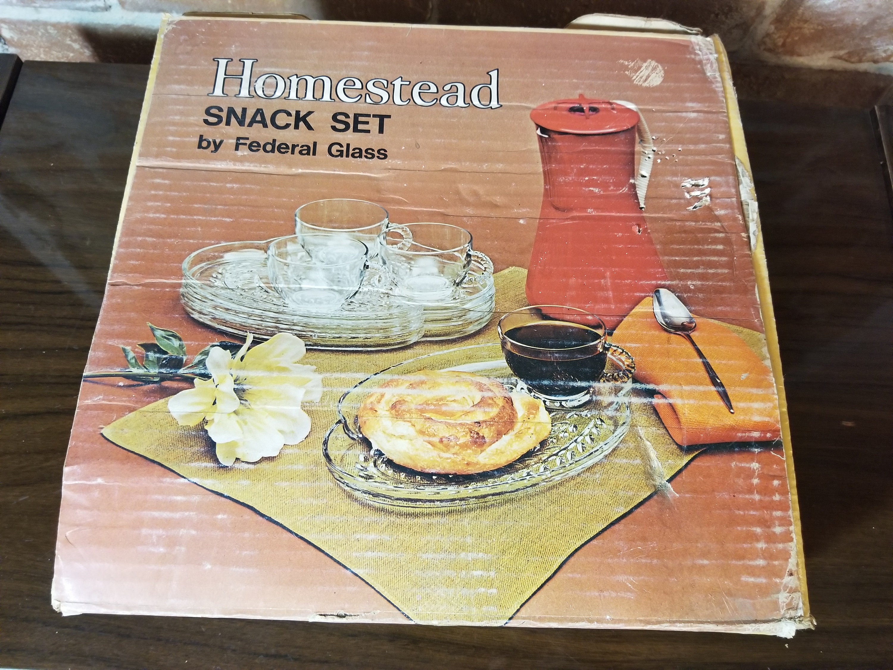 Vintage Homestead Snack Set Federal Glass With Box and - Etsy