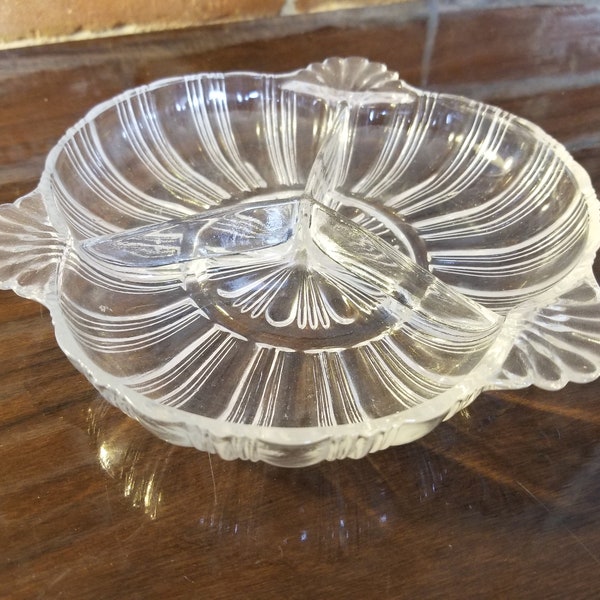 Pressed Glass Divided Dish - Etsy