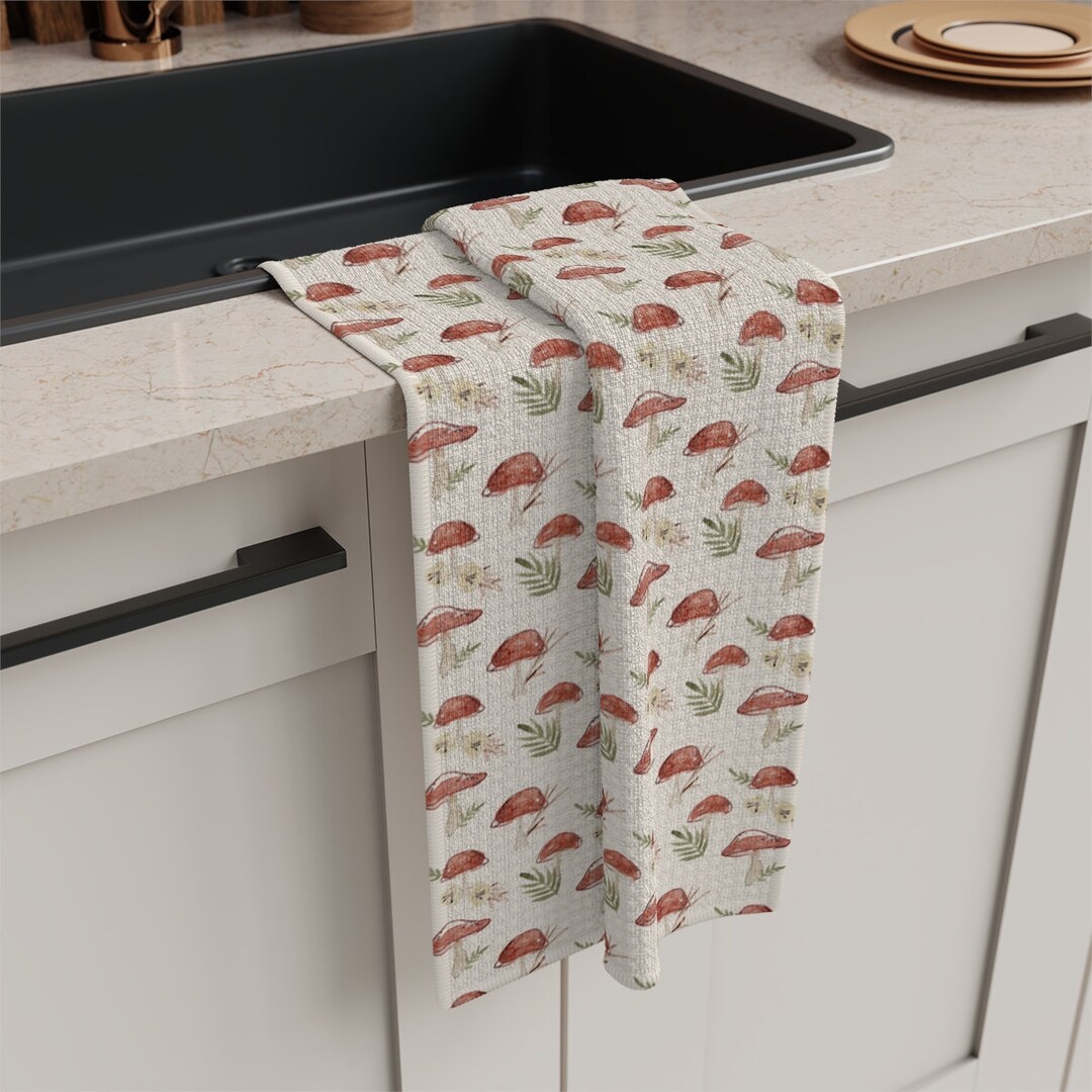 Watercolor Mushroom Botanical Lattice-weave waffle Towel - Etsy
