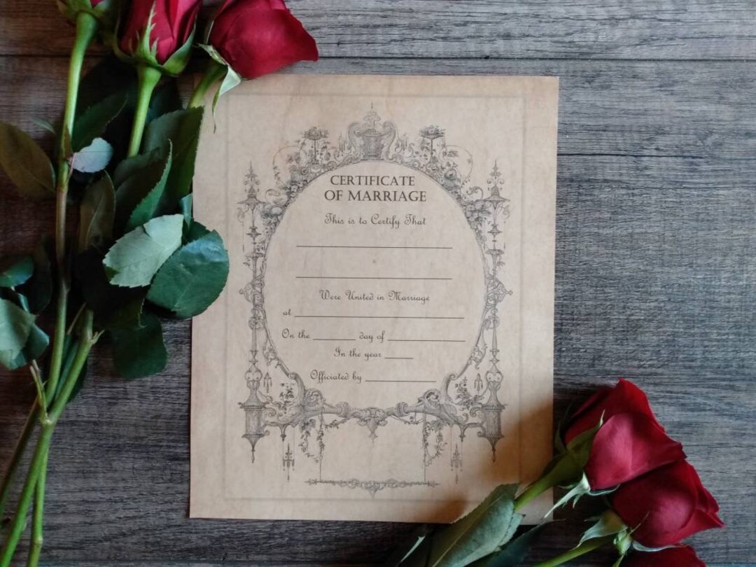 Marriage Certificate PHYSICAL COPY on Vintage Style Paper Wedding ...
