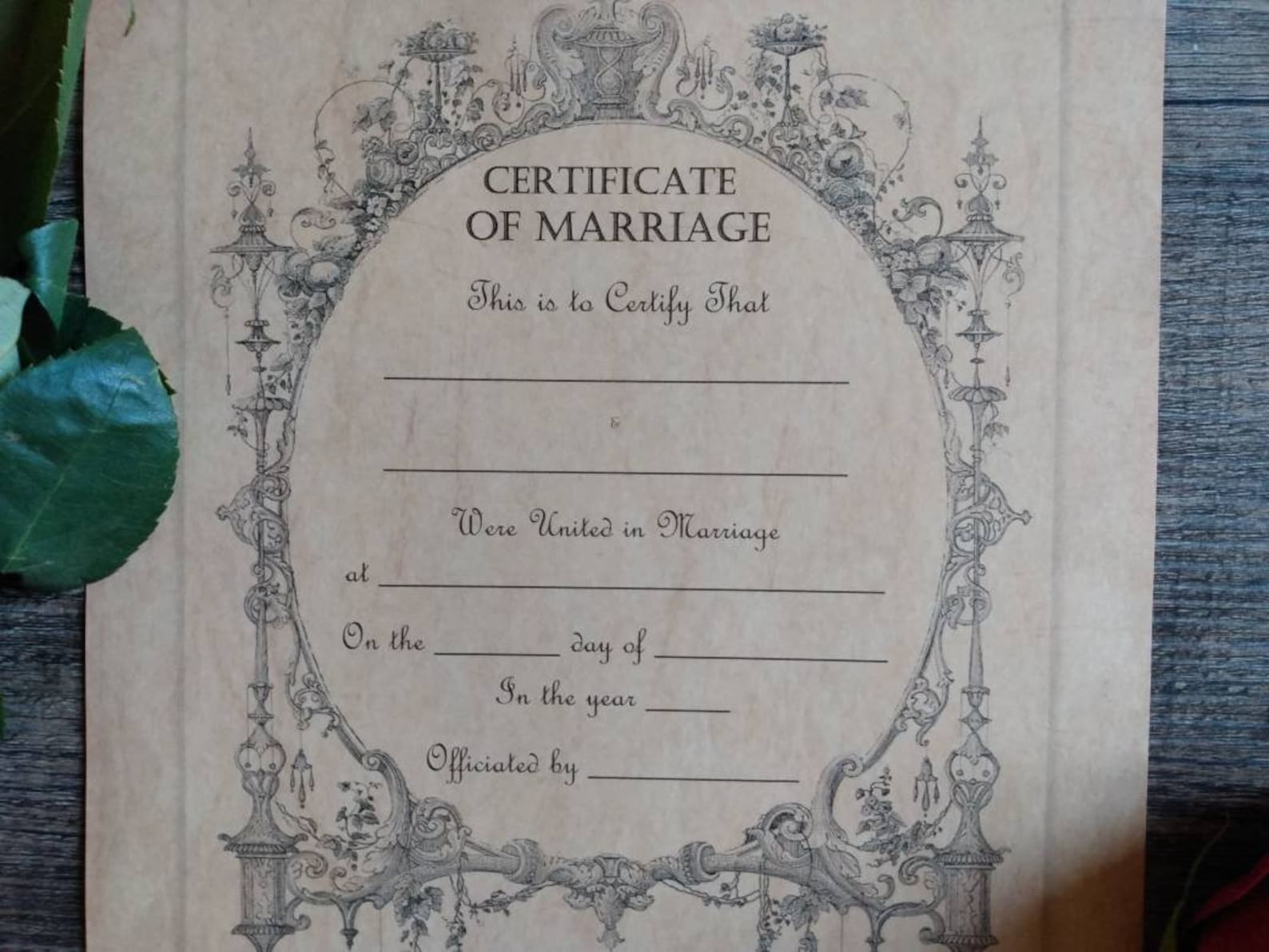 Marriage Certificate PHYSICAL COPY on Vintage Style Paper - Etsy