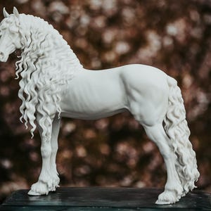 Friesian Stallion Without Bridle Model Horse Artist Resin - White Resin ...