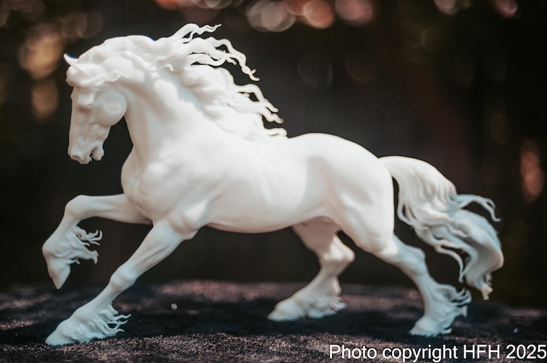 Friesian Stallion Galloping Model Horse Artist Resin - White Resin ...