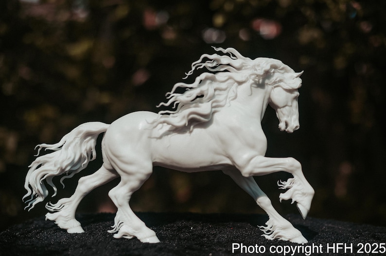 Friesian Stallion Galloping Model Horse Artist Resin - White Resin ...