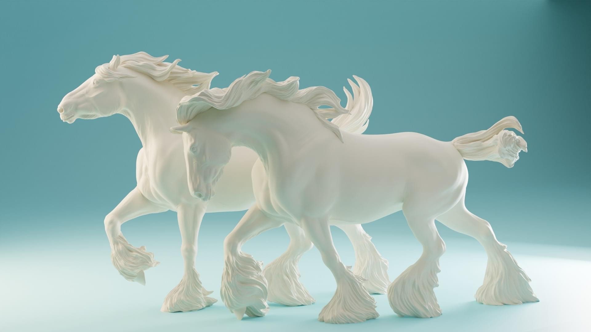 LB Scale Shire Horse Mares Pair in Pulling Pose Resin Model - Etsy