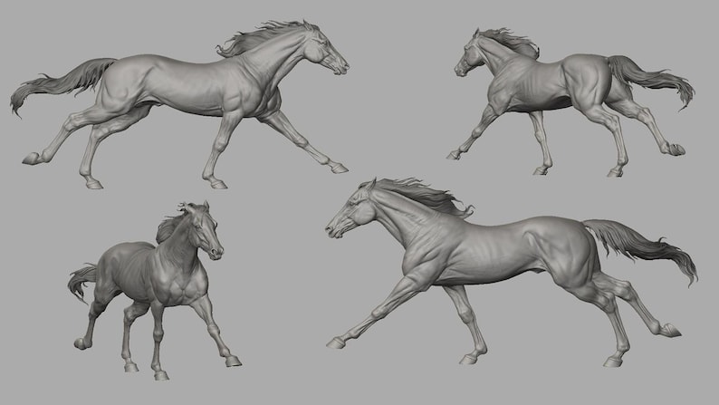 Thoroughbred Racehorse Galloping Model Horse Artist Resin - White Resin ...