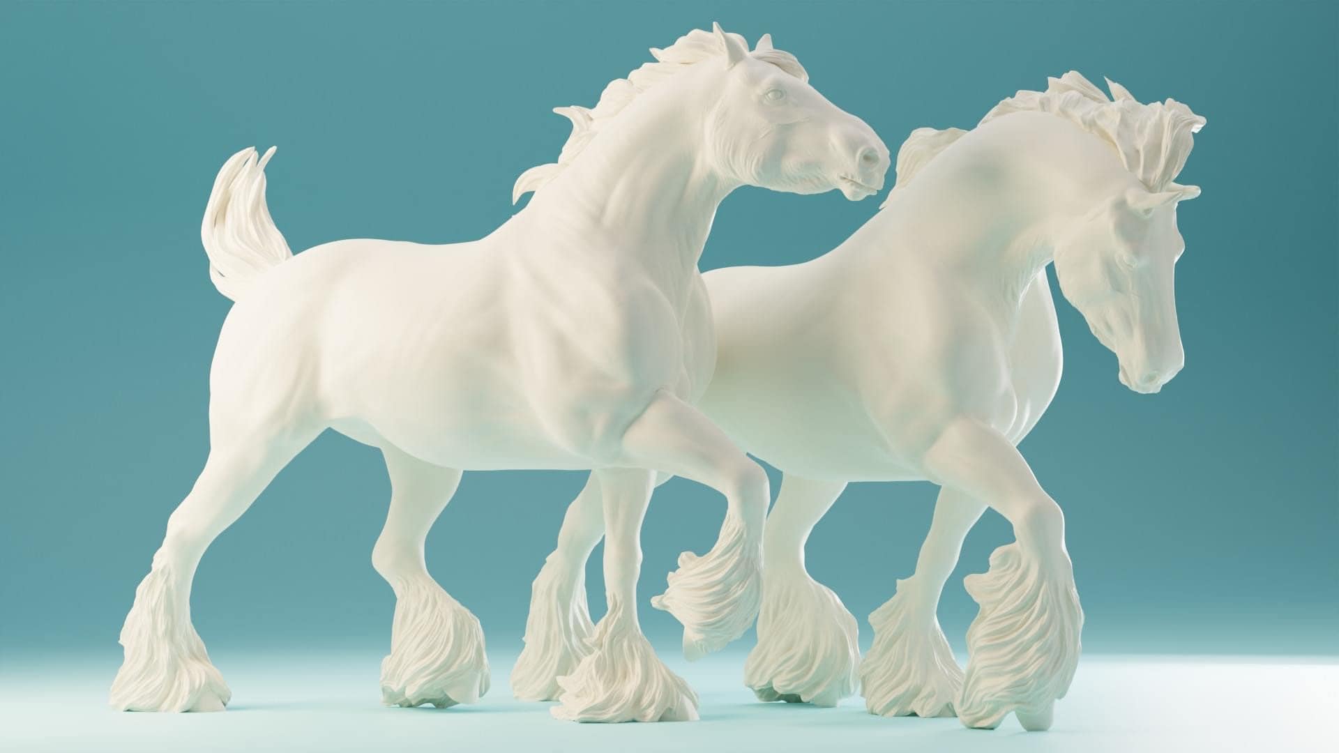 LB Scale Shire Horse Mares Pair in Pulling Pose Resin Model - Etsy