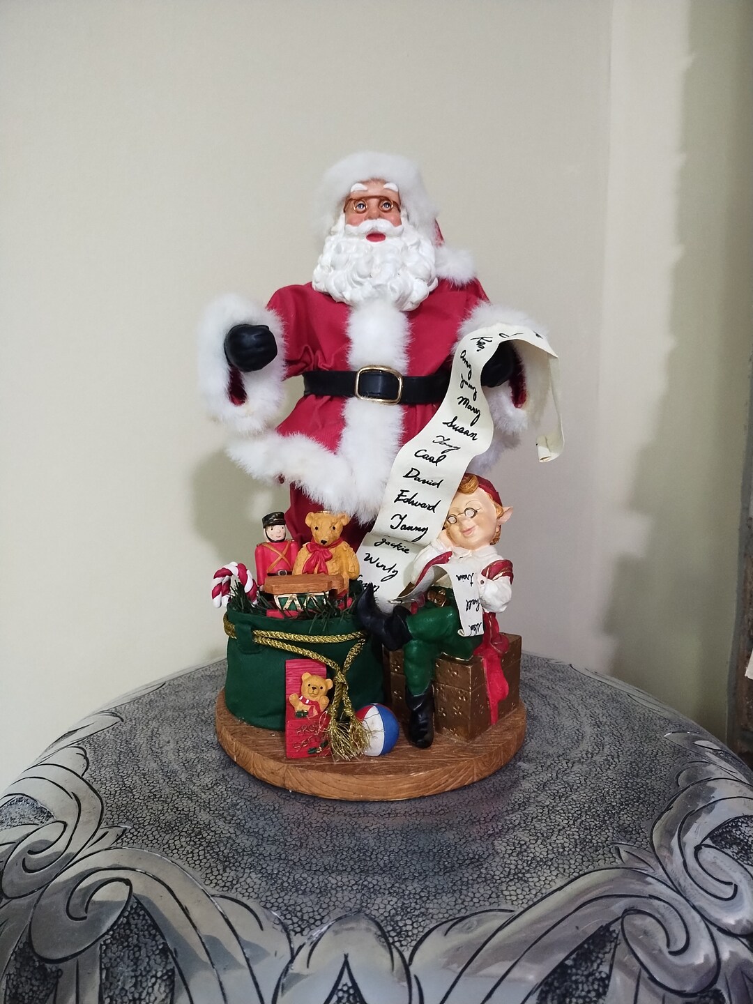 Vintage Christmas Fantasy LTD Santa Claus and Elf Figurine Tabletop ...