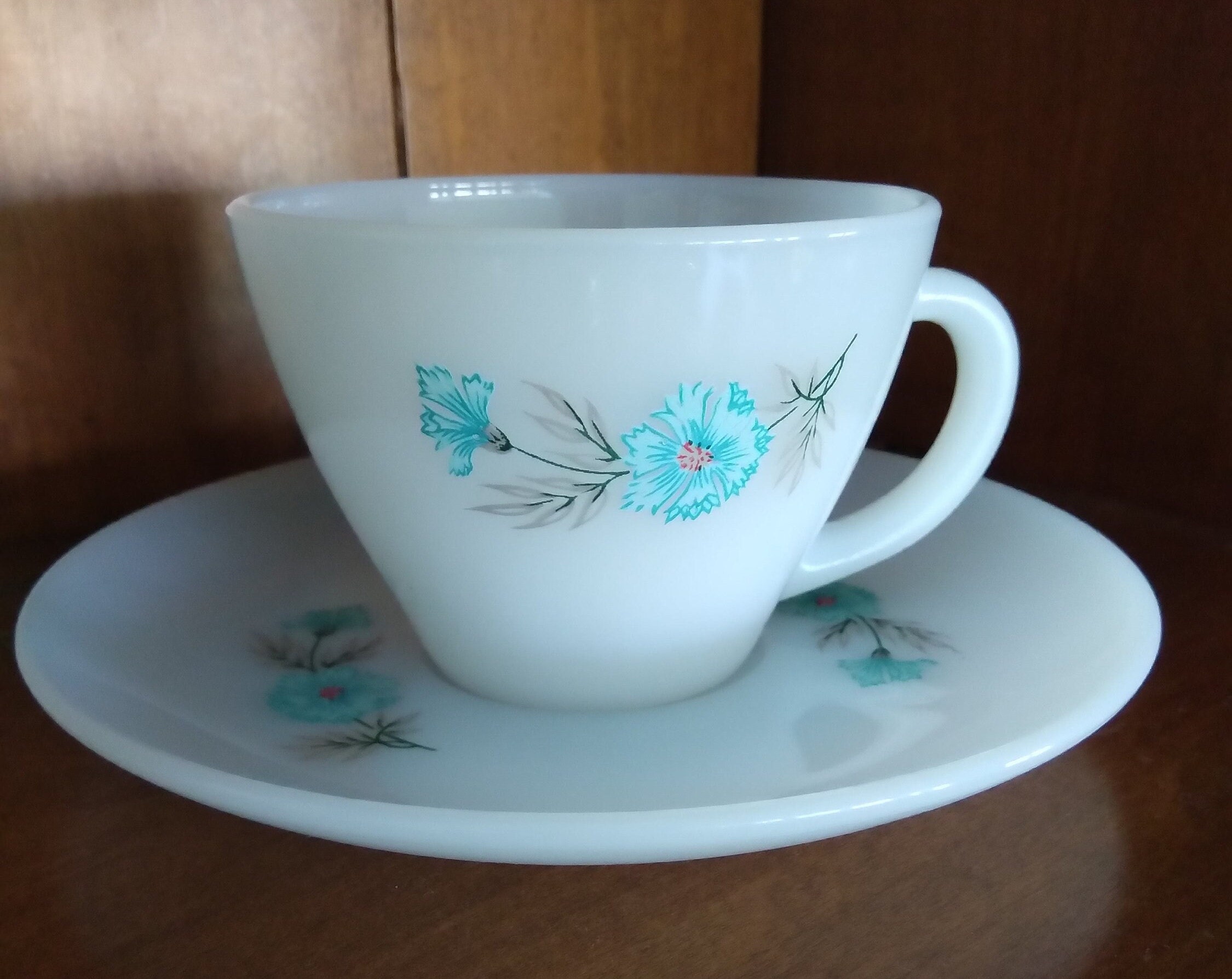 Fire King Boutonniere Pattern 4 Cups and 4 Saucers Ever - Etsy