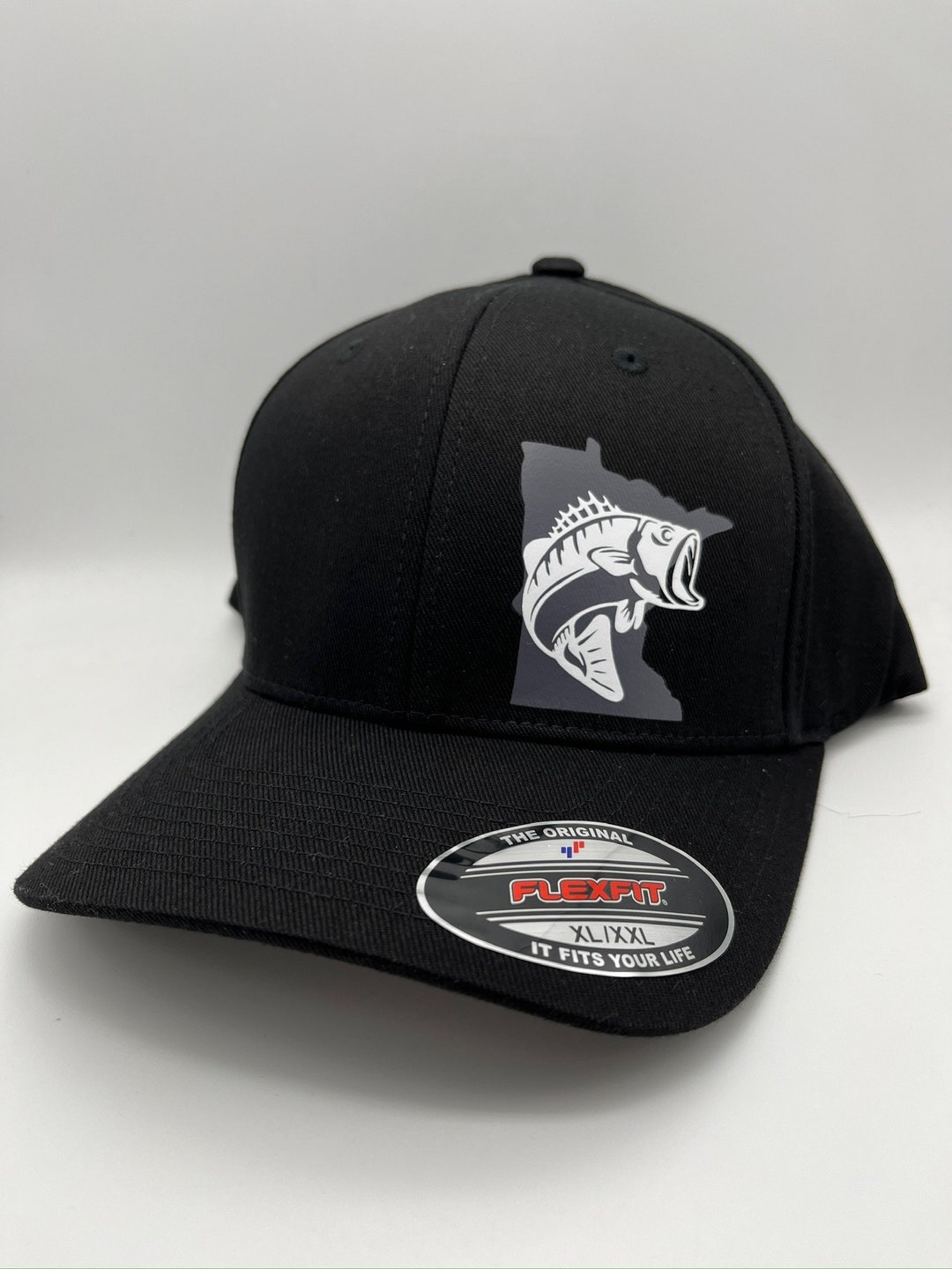 Large Mouth Bass Black Fitted All Cloth Hat in Three Sizes - Etsy