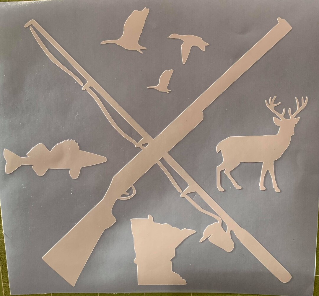 Deer/walleye/duck Minnesota White Permanent Decal for Car, Laptop, Etc ...