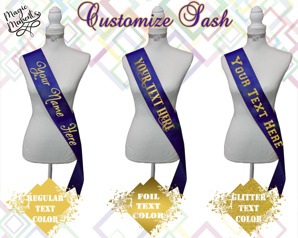 Custom Text/Design Sash Custom Sash Customize Sash | Etsy