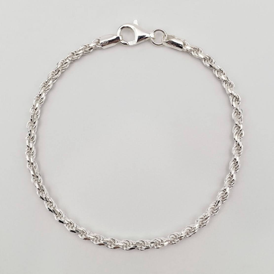 Rope Bracelet | .925 Sterling Silver (2.6 Mm) 6.5", 7", 7.5", 7.75" and ...