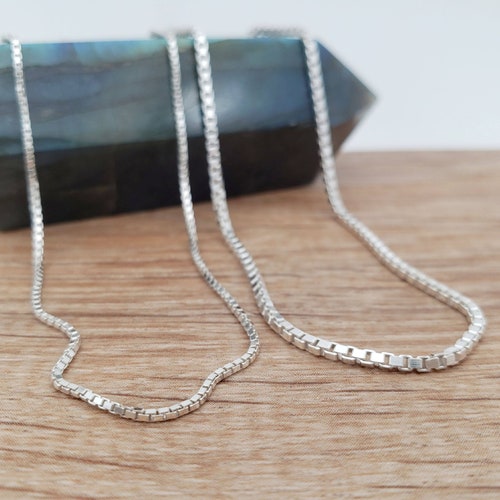 Thin Silver Necklace Sterling Silver Box Chain Necklace - Etsy