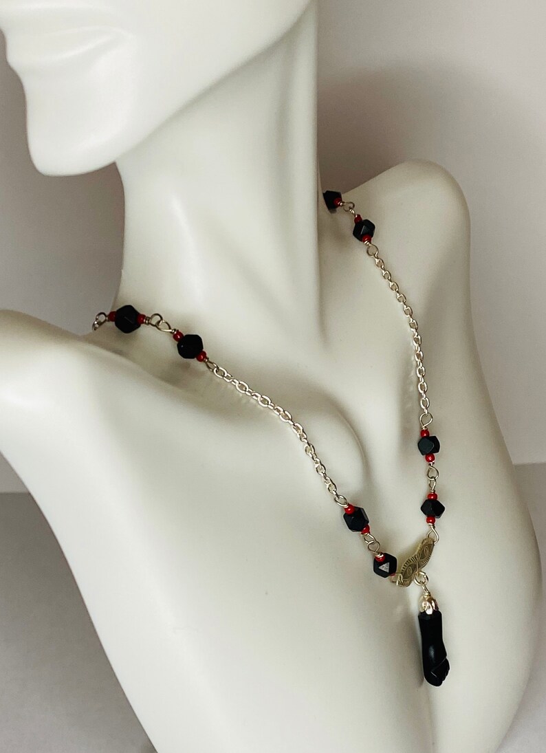 Sterling Silver Genuine Azabache Jet & Red Coral Beads Mano - Etsy