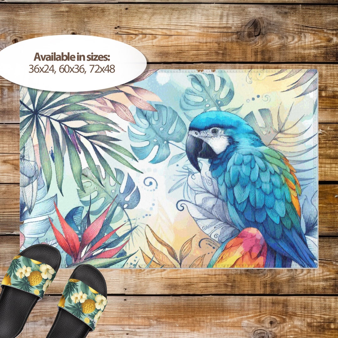 Calming Parrot Tropical Decor Rug Area Rugs - Etsy