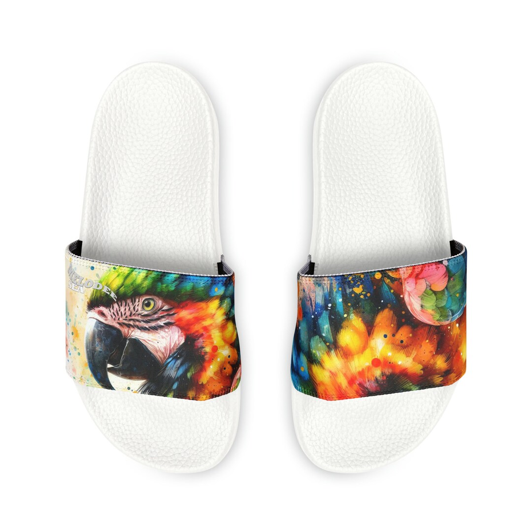 Women's Macaw Parrot Contemporary Artistic Fashion Slide Sandals for ...