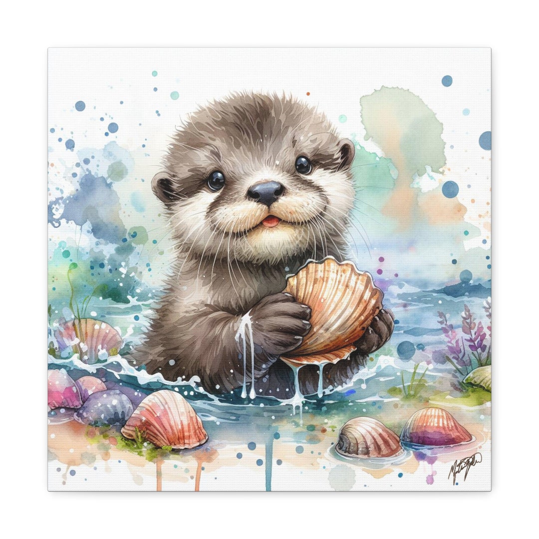 Baby Adorable Sea Otter Canvas Gallery Wrap - Etsy