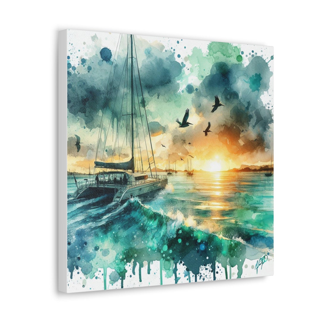 Elegance of Seafaring Catamaran Sailboat Canvas Gallery Wrap - Etsy