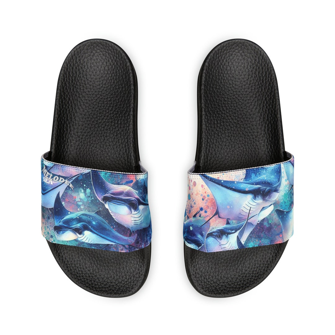 Men's Spotted Manta Ray Slide Sandals by Melodee Sea Boating and ...