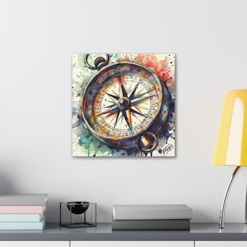 Old World Compass Watercolor Canvas Print Canvas Gallery Wrap - Etsy
