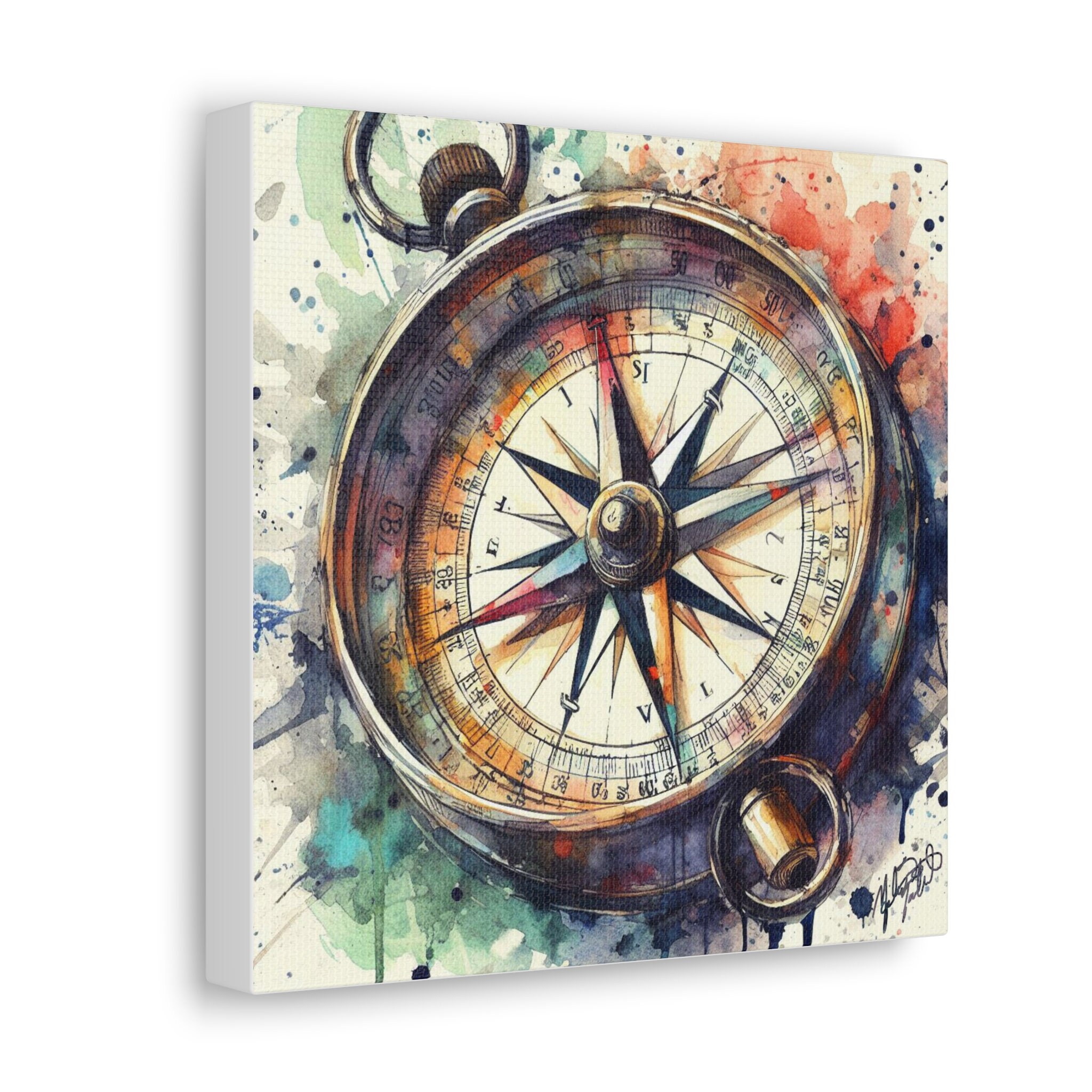 Old World Compass Watercolor Canvas Print Canvas Gallery Wrap - Etsy