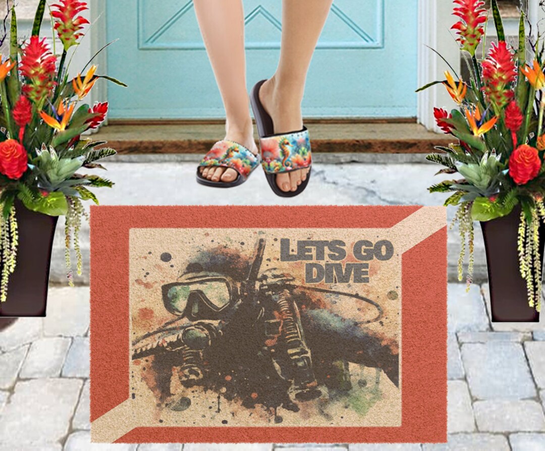Lets Go Scuba Diving Entryway Welcome Doormat - Etsy
