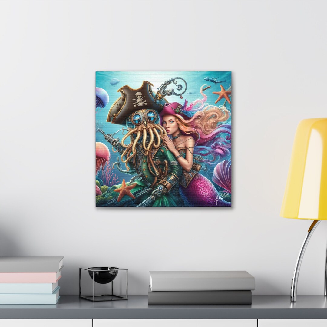 Cuttlefish & Mermaid Love of the Sea Canvas Art Print - Etsy