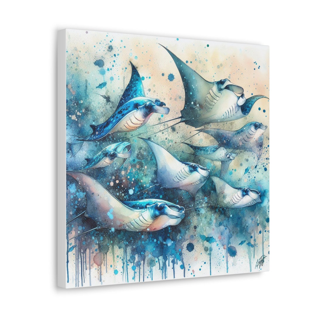 School of Spotted Manta Ray Canvas Gallery Wrap - Etsy Canada