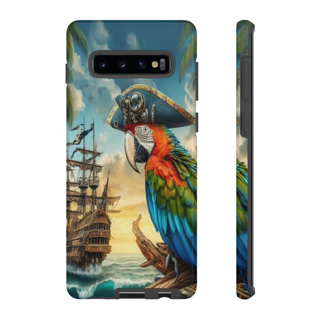 Macaw Parrot and Pirate Ship Phone Case Tough Cases for the Apple ...