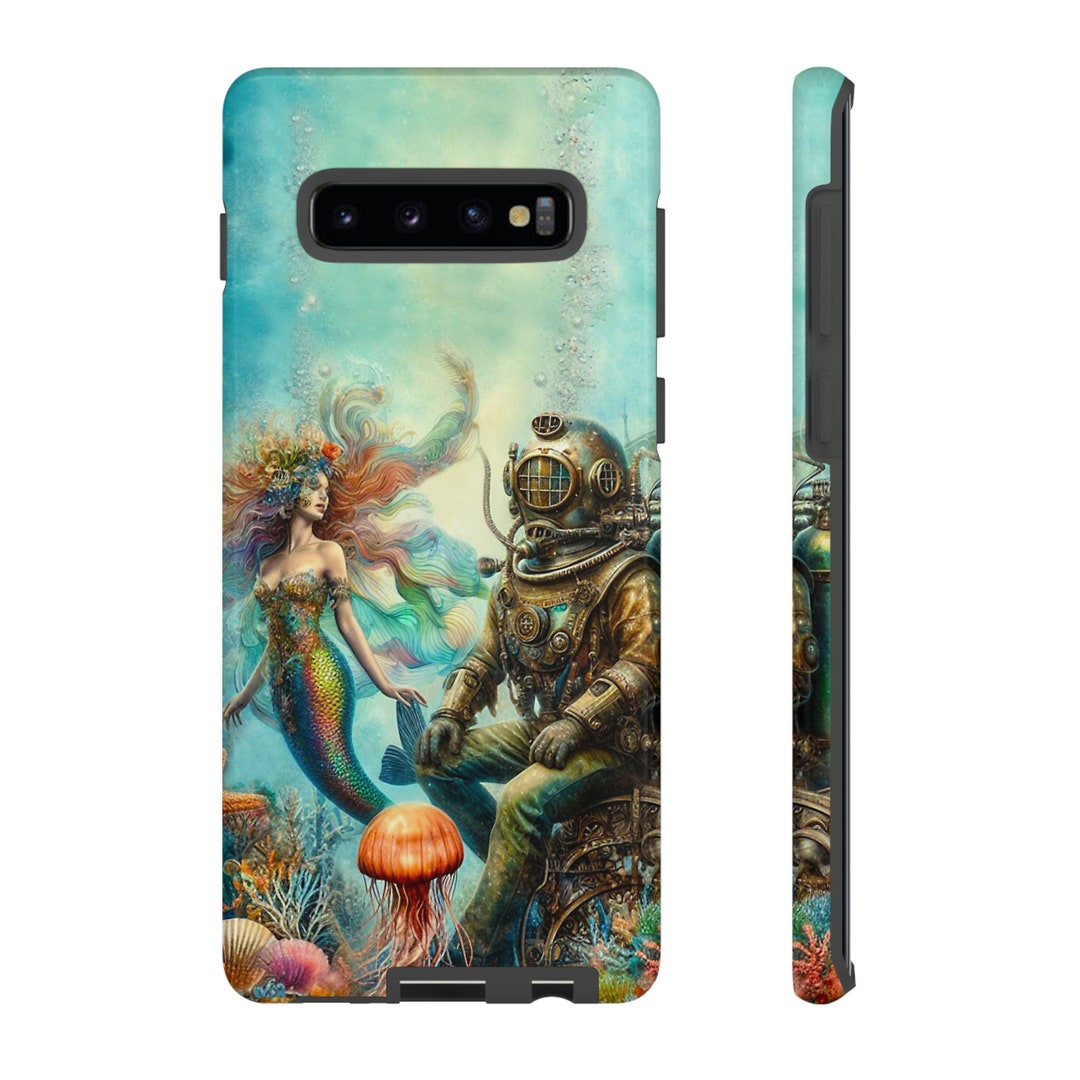 Antique Scuba Diver and Mermaid Phone Case Tough Cases for the Apple ...
