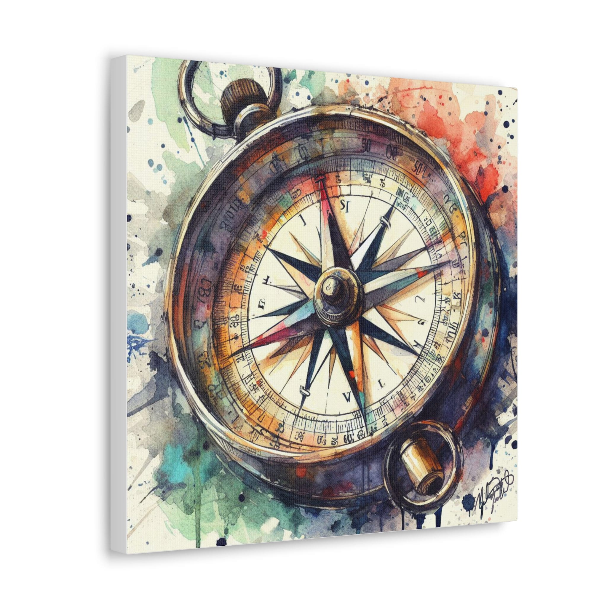 Old World Compass Watercolor Canvas Print Canvas Gallery Wrap - Etsy