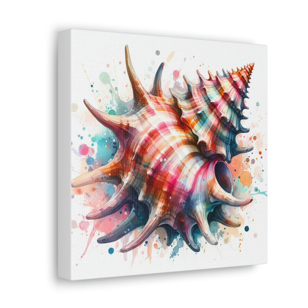 Cabrit Murex Vokesimurex Sea Shell Watercolor Canvas 1 of 4 - Etsy