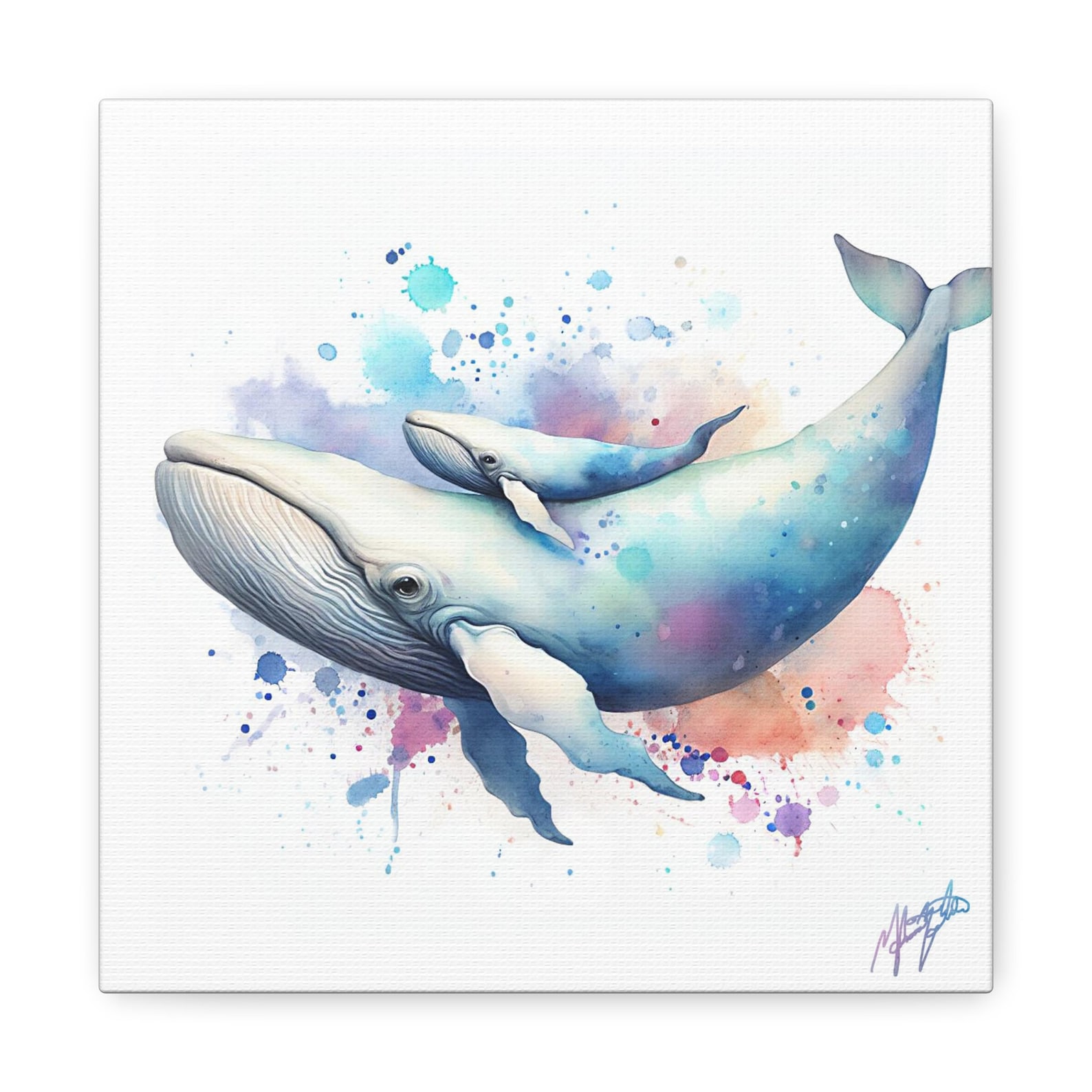 Whimsical Waters A Mother Blue Whales Embrace Canvas Gallery Wrap - Etsy