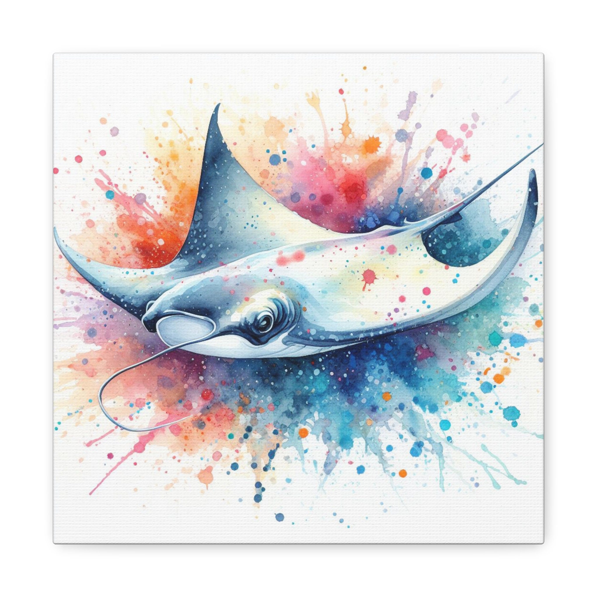 Spotted Manta Ray Watercolor Canvas Print Third Print in a - Etsy Canada