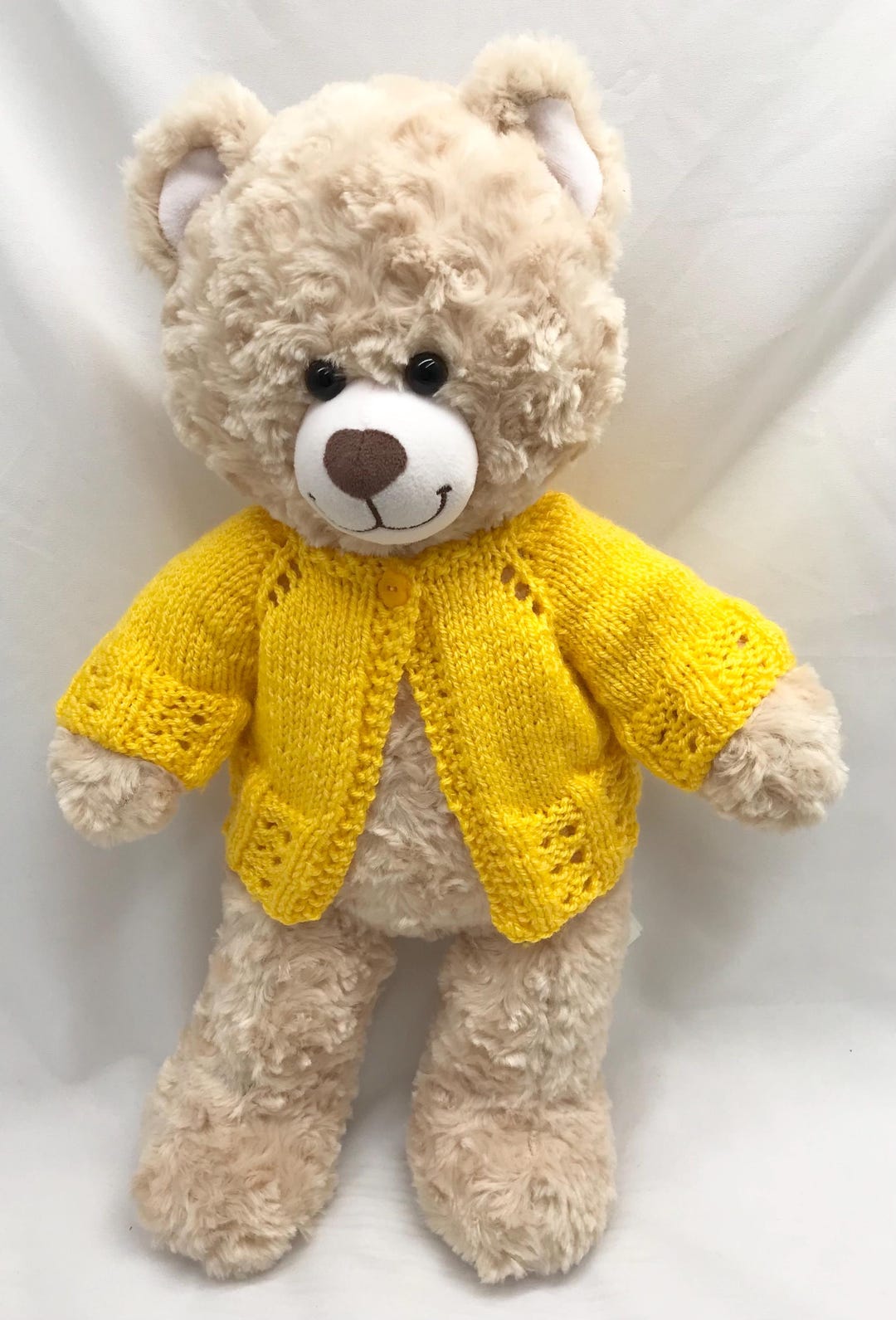 18” Teddy Bear Hand Knitted Lacy Edged Cardigans . - Etsy