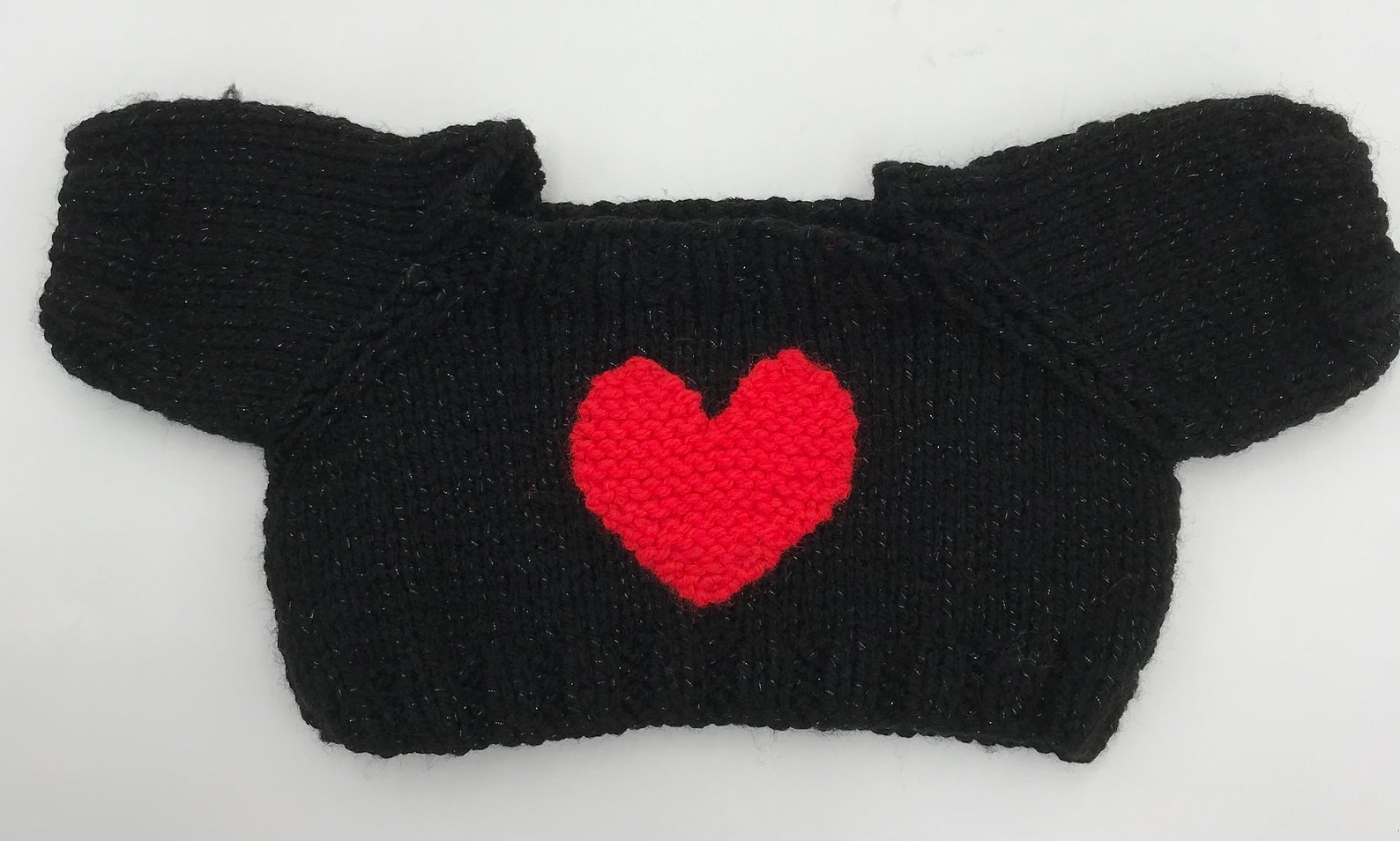 Teddy Bear Jumper Knitted in Black DK With a Silver Thread and a Bright ...