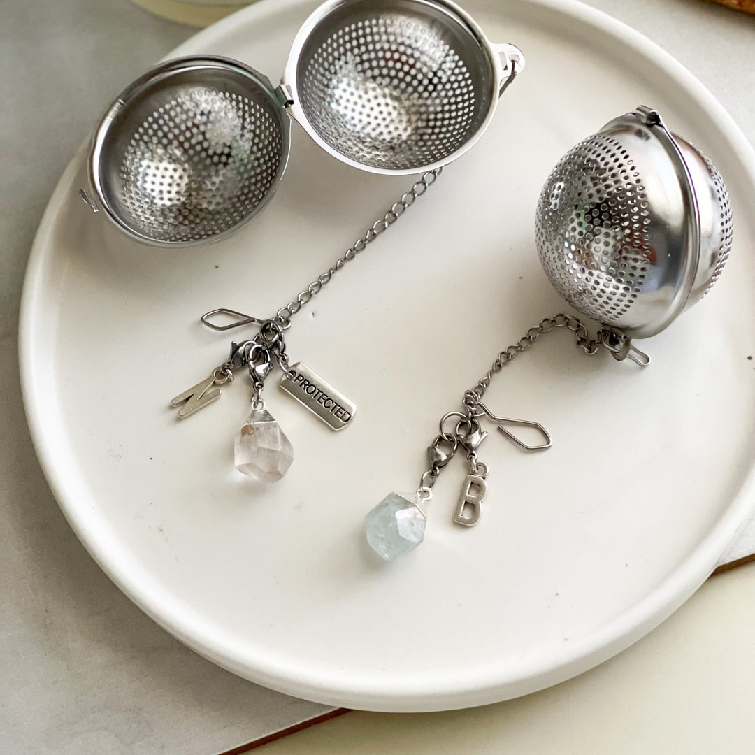 Crystal Tea Infuser and Mug Set, Loose Tea and Herb Gemstone Strainer ...