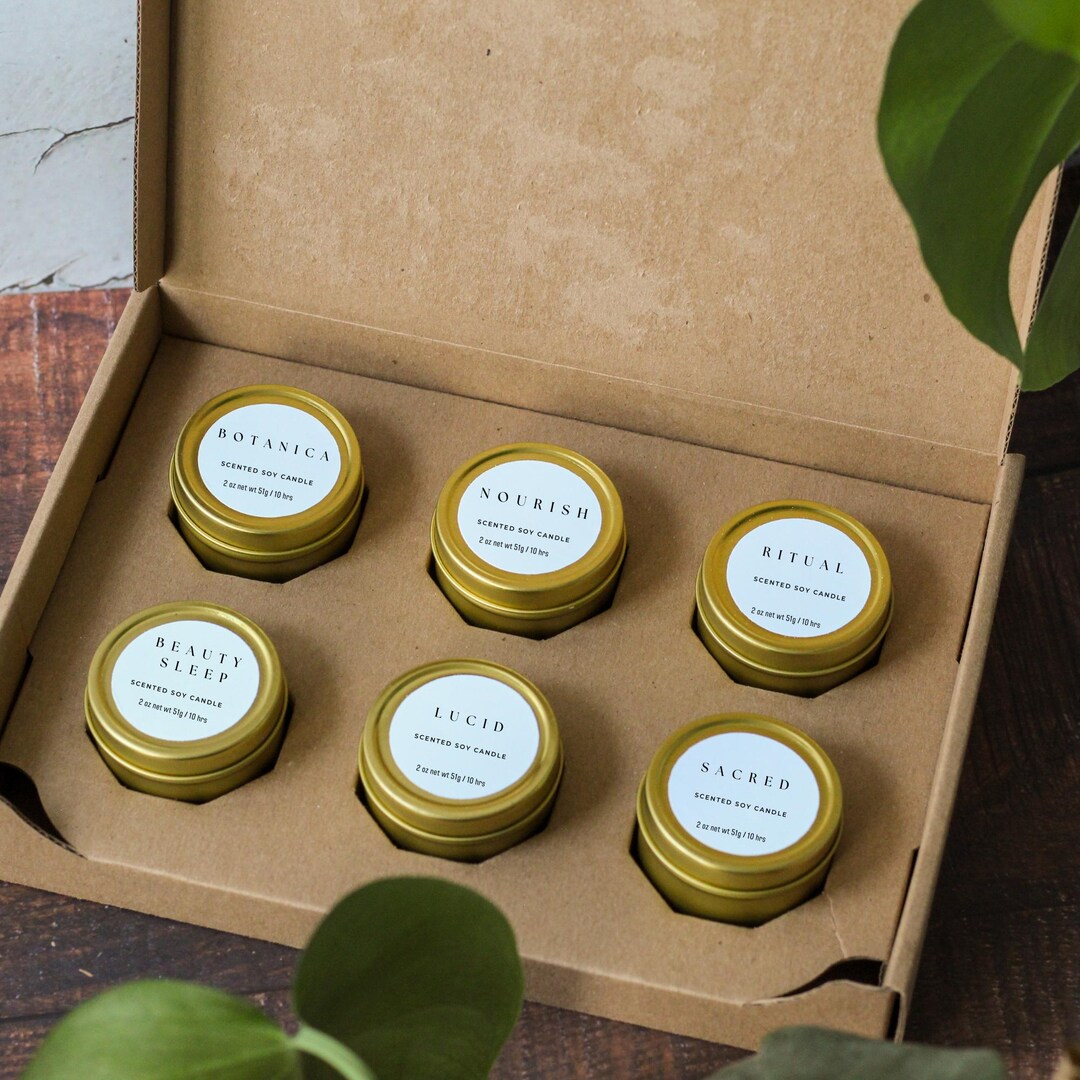 Tealight Candle Sample Set, 6 Pack Crystal & Herb Candle Gift Set,vegan ...