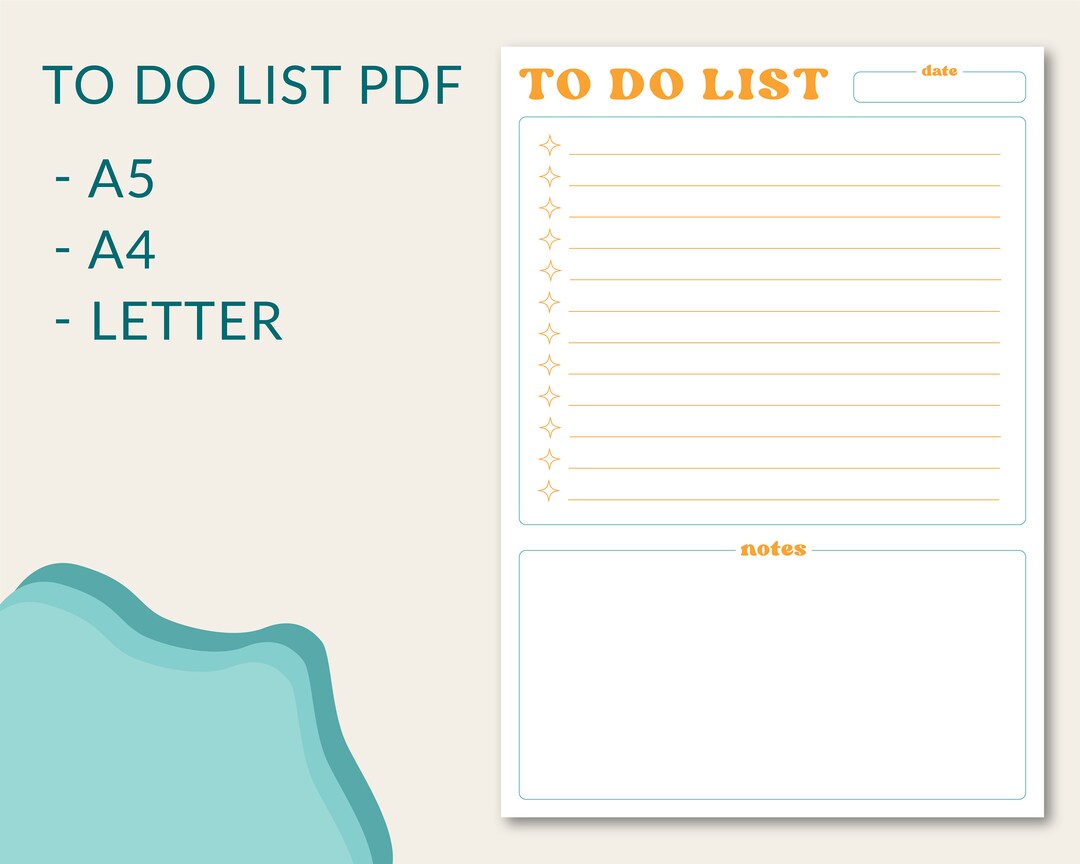 To Do List Printable Retro | Task List | Instant Download | A5, A4 & US ...